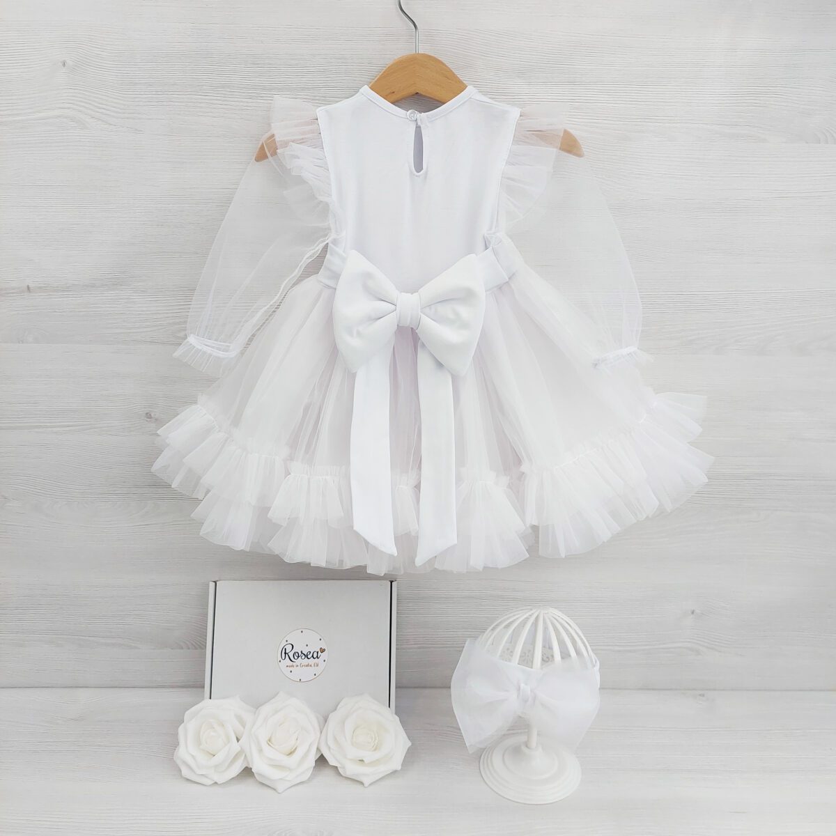 SVEČANA KRSNA HALJINA BELA-BIJELA - ROSEA proizvodi za bebe i djecu